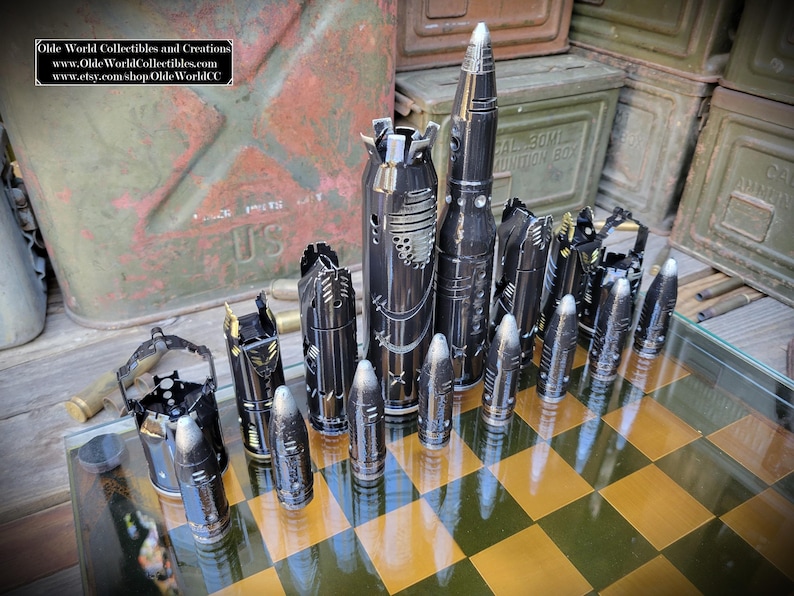 Large Military Caliber Bullet Shell Chess Set- With Custom Steel Banded ...