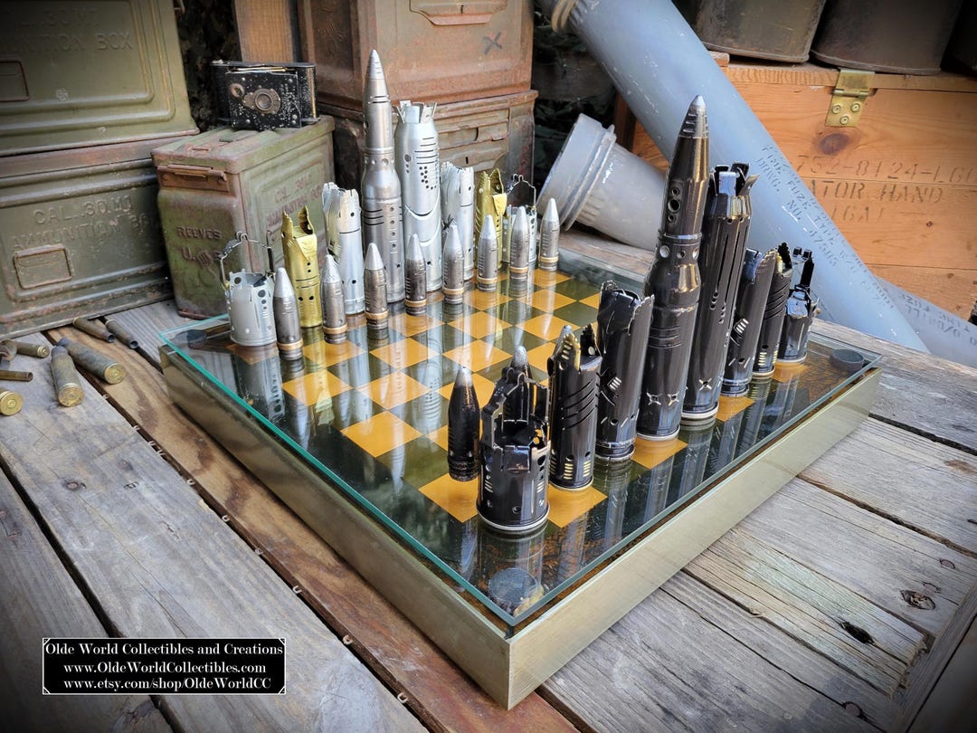 Large Military Caliber Bullet Shell Chess Set- With Custom Steel Banded ...
