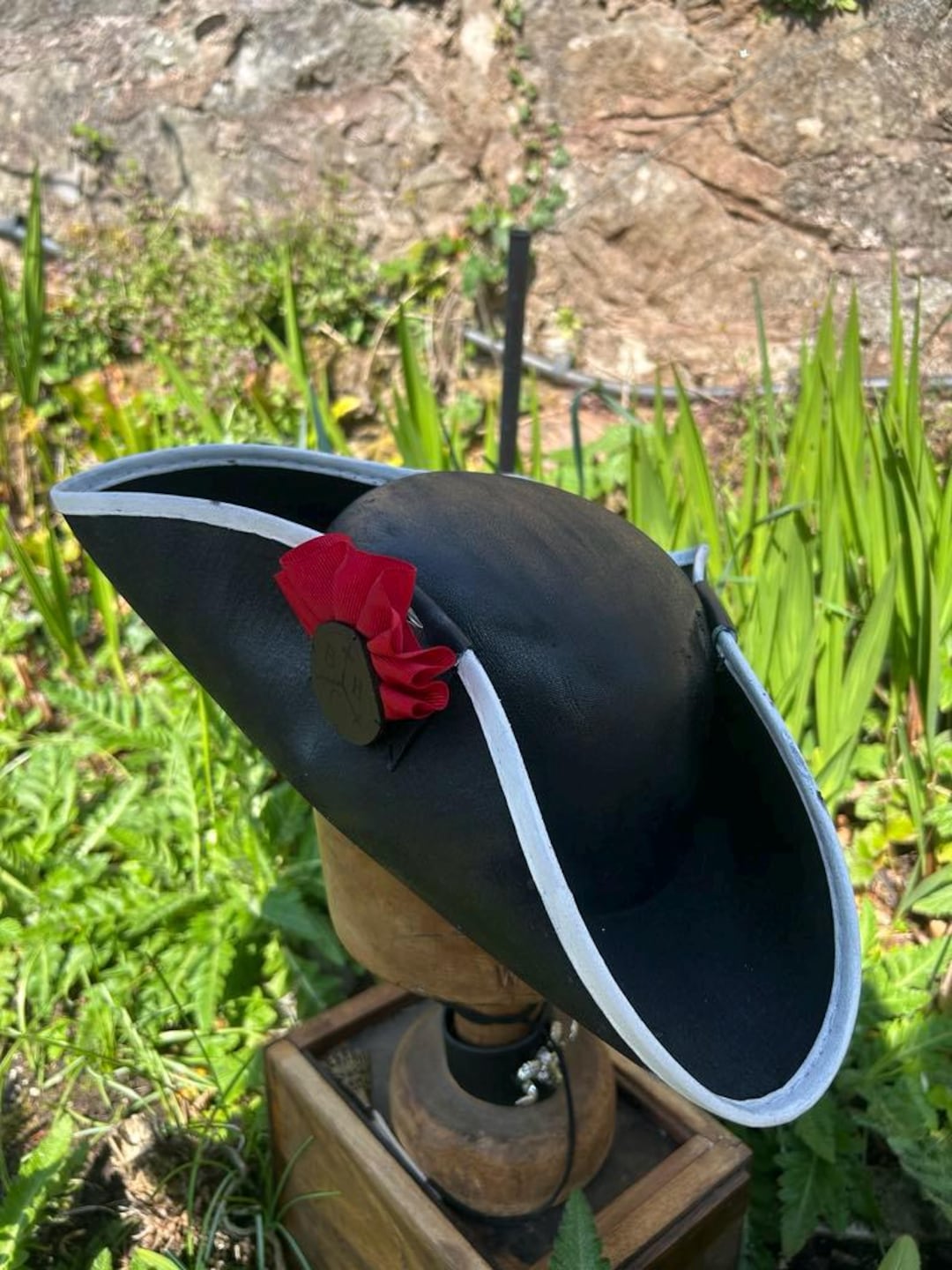 White Trim Black Pirate - Marine Hat - Colony Authentic Style Tricorne ...