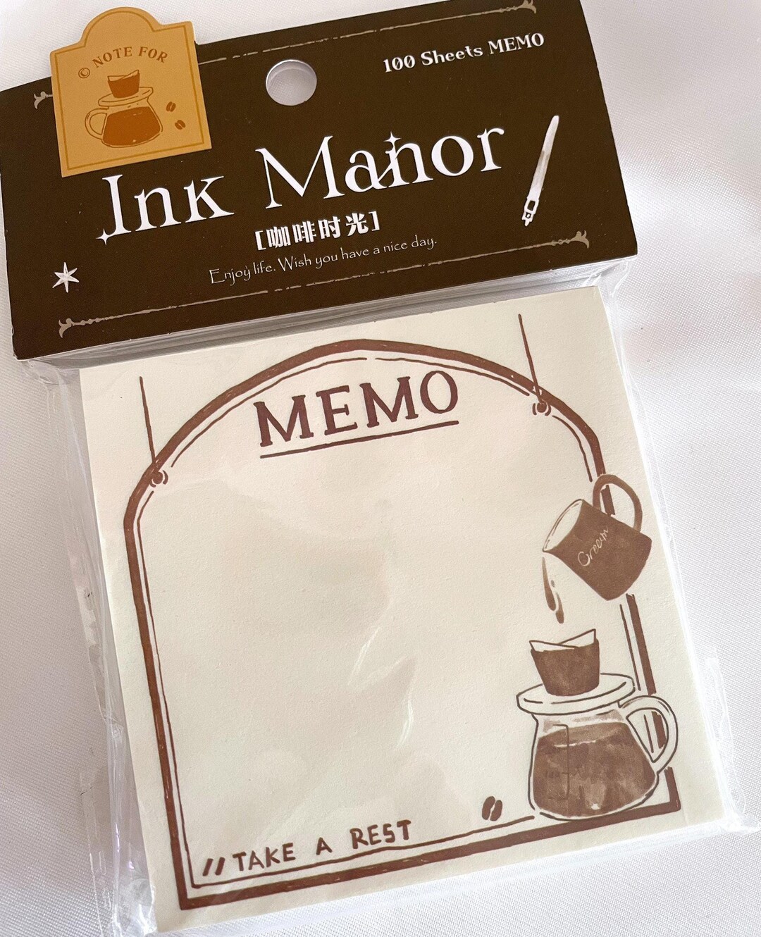 Brown & White Drip Coffee Espresso Non-sticky Square Notepad, 8x8cm ...