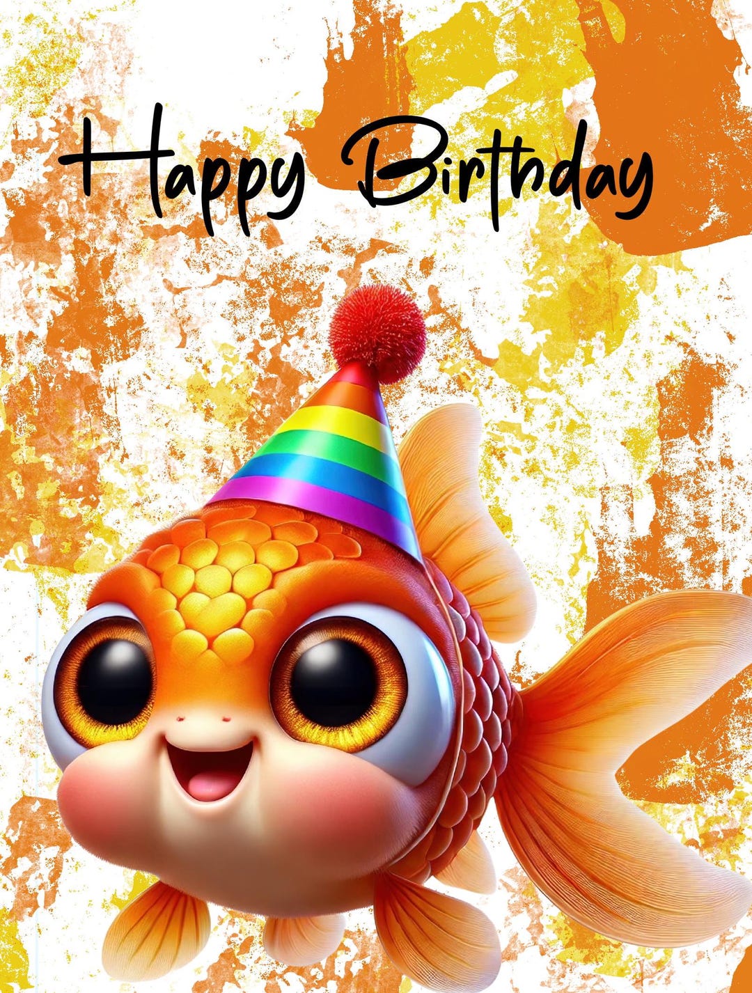 Goldfish Birthday Card – Printable Download PDF – Funny Animal Birthday ...