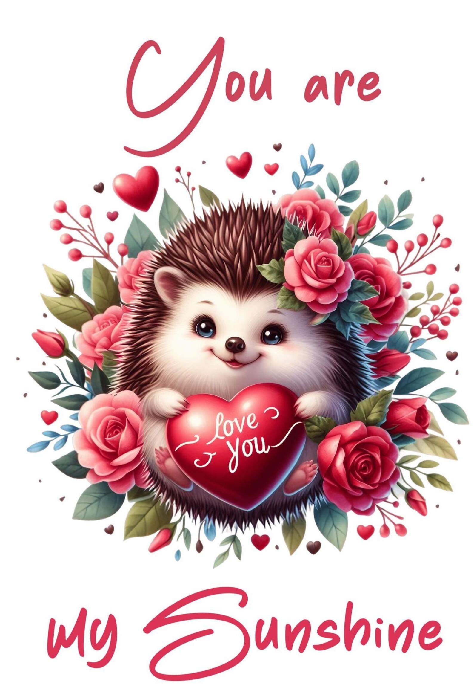 Valentinskarte Igel „you Are My Sunshine“ Zum Ausdrucken | Süße ...