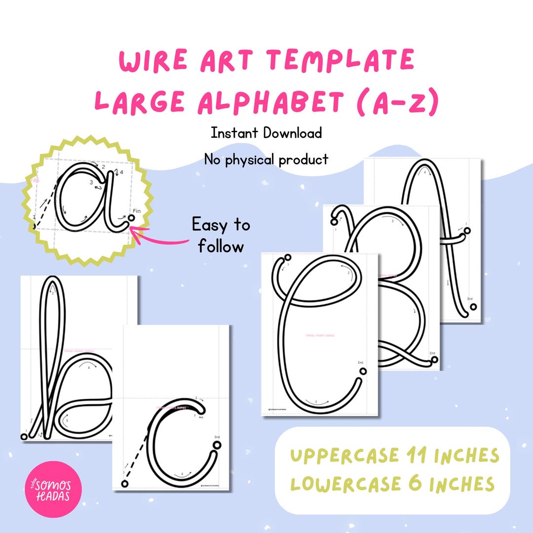 Large Alphabet Printable Template | 6-11 inches | DIY Wire Letters ...