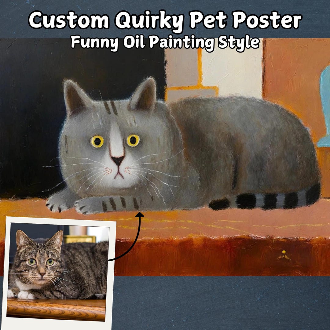 Custom Quirky Pet Portraits Using Pet Photo, Funny Personalized Dog ...