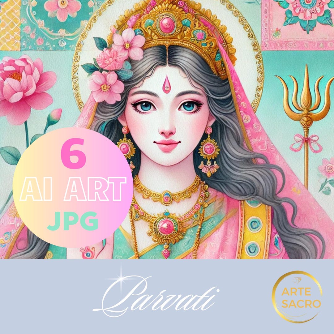 Parvati - Hindu God Spiritual Art - Set A (6 Designs, 12 Digital ...
