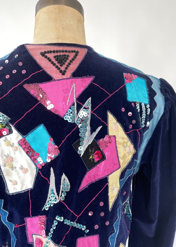 Vintage 1970s Patchwork Velvet Jacket - Gem