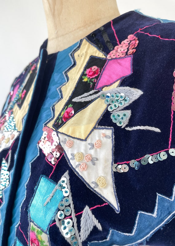 Vintage 1970s Patchwork Velvet Jacket - Gem