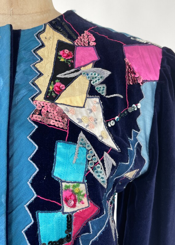 Vintage 1970s Patchwork Velvet Jacket - Gem