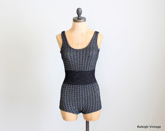 Vintage 1950s Swimsuit : 60s Black Knit Bathing Suit - Etsy