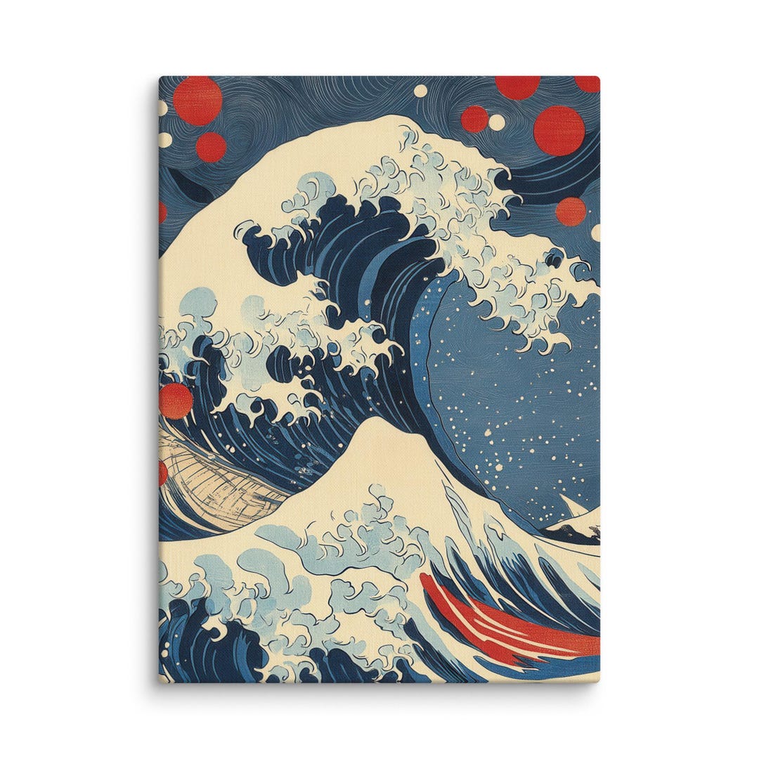 Vintage Japanese Wave Art - Hokusai Inspired Great Wave off Kanagawa ...