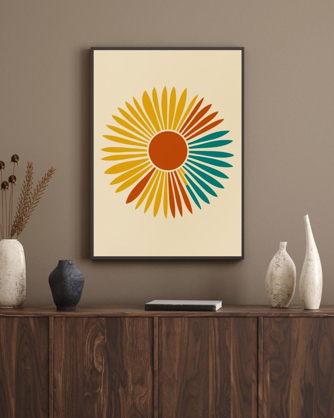 Mid-century Sunburst Art – Retro 60s Wall Decor for Offices ...
