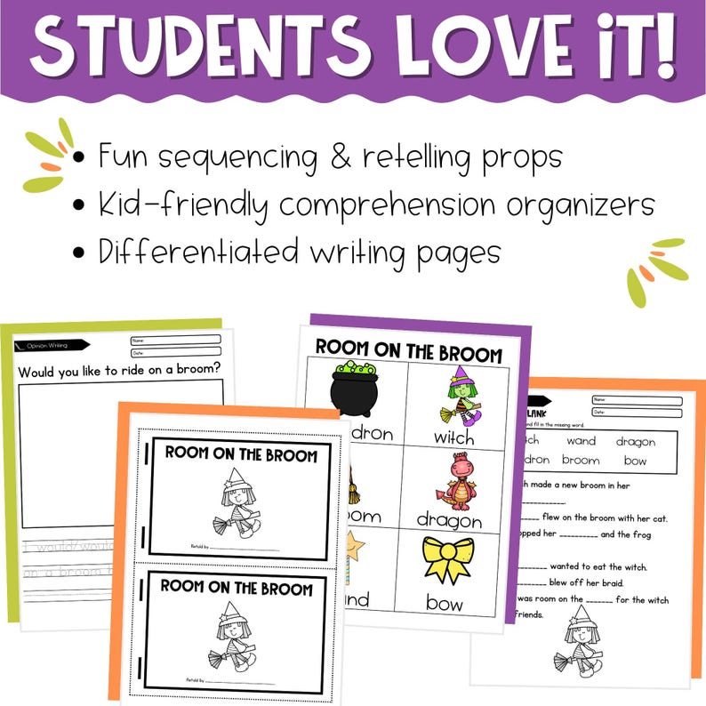 Room on the Broom Activities | Printable Book Companion | Comprehension ...