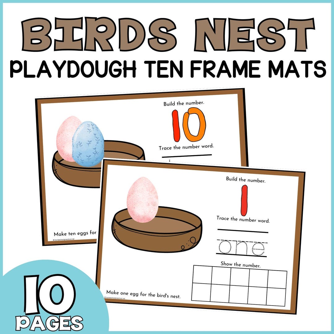 Birds Nest Ten Frames | Playdough Mats | Preschool Math | Hands-on ...