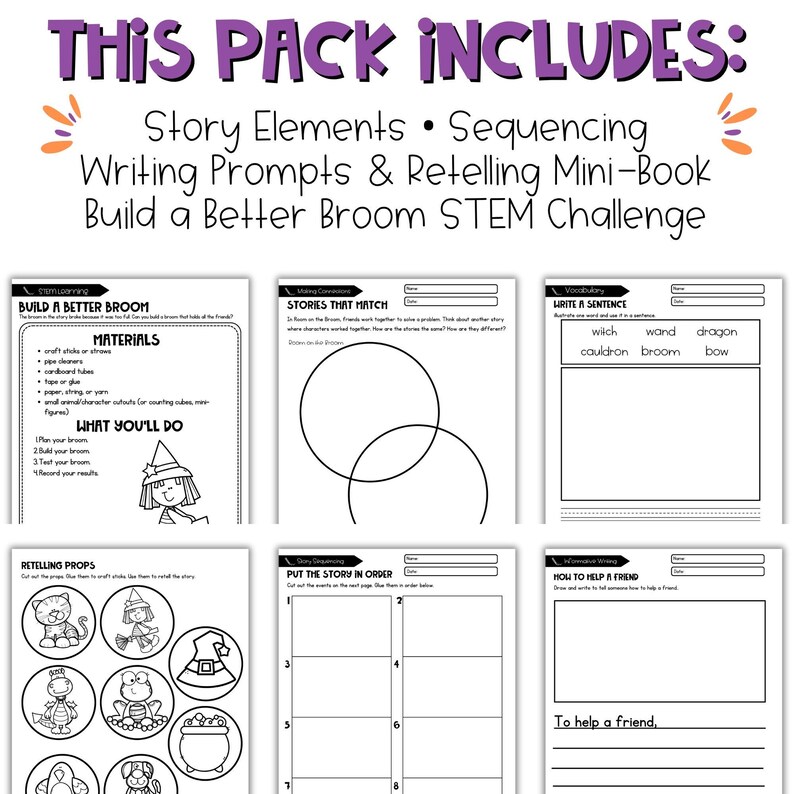 Room on the Broom Activities | Printable Book Companion | Comprehension ...