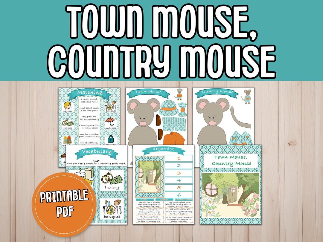Town Mouse Country Mouse Printable | Fable Literacy Unit | Sequencing ...