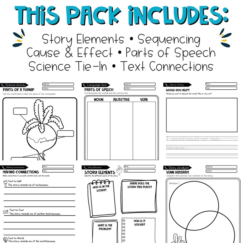 The Enormous Turnip Printable Activities | K–2 Literature Companion ...