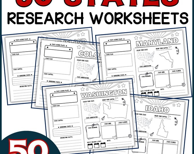 50 States Learning Pack - Etsy