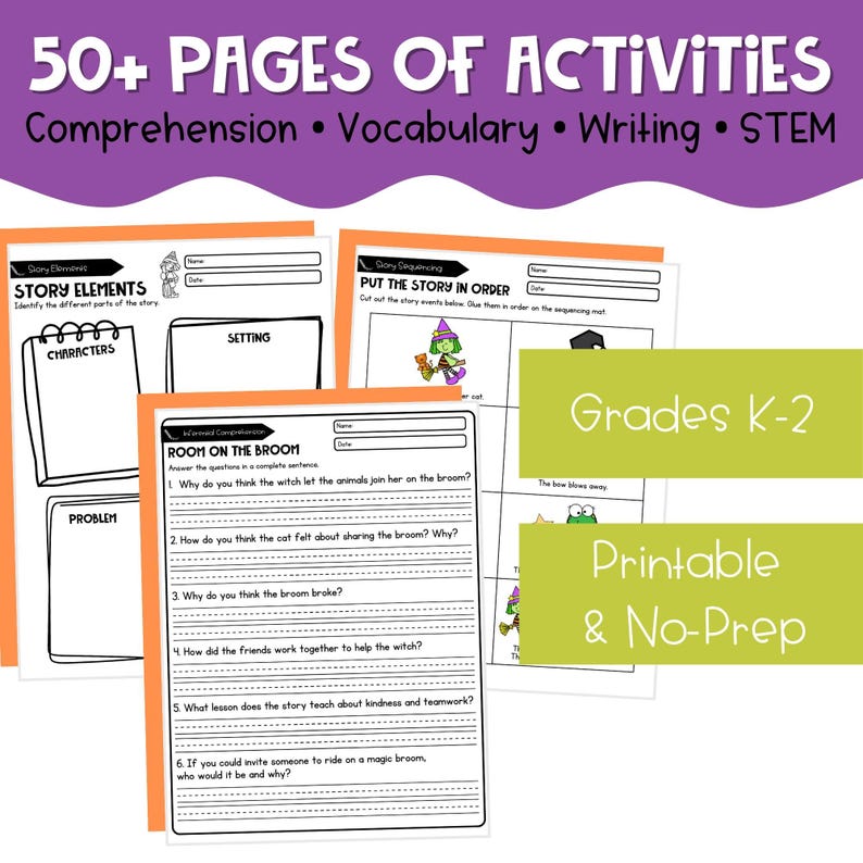 Room on the Broom Activities | Printable Book Companion | Comprehension ...