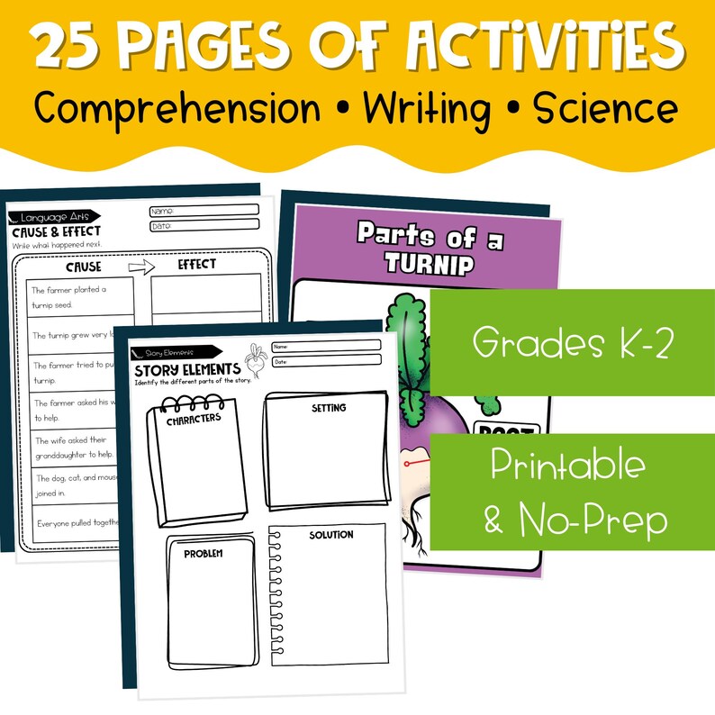 The Enormous Turnip Printable Activities | K–2 Literature Companion ...