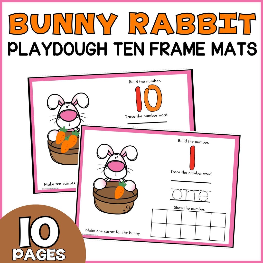 Easter Bunny Ten Frames Playdough Mats Preschool Math Counting to Ten ...