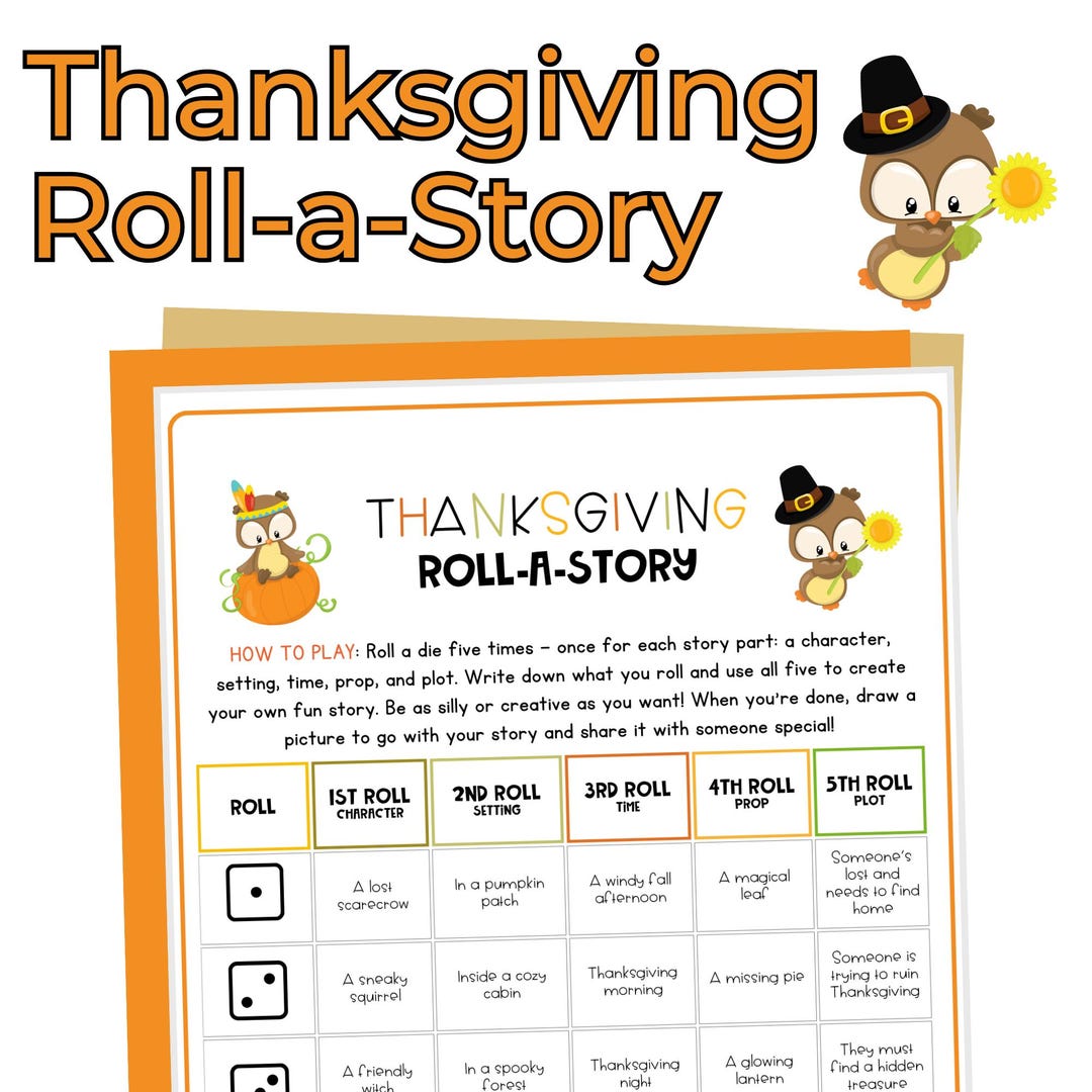 Thanksgiving Roll-a-story | Creative Writing Game for Kids (homeschool ...