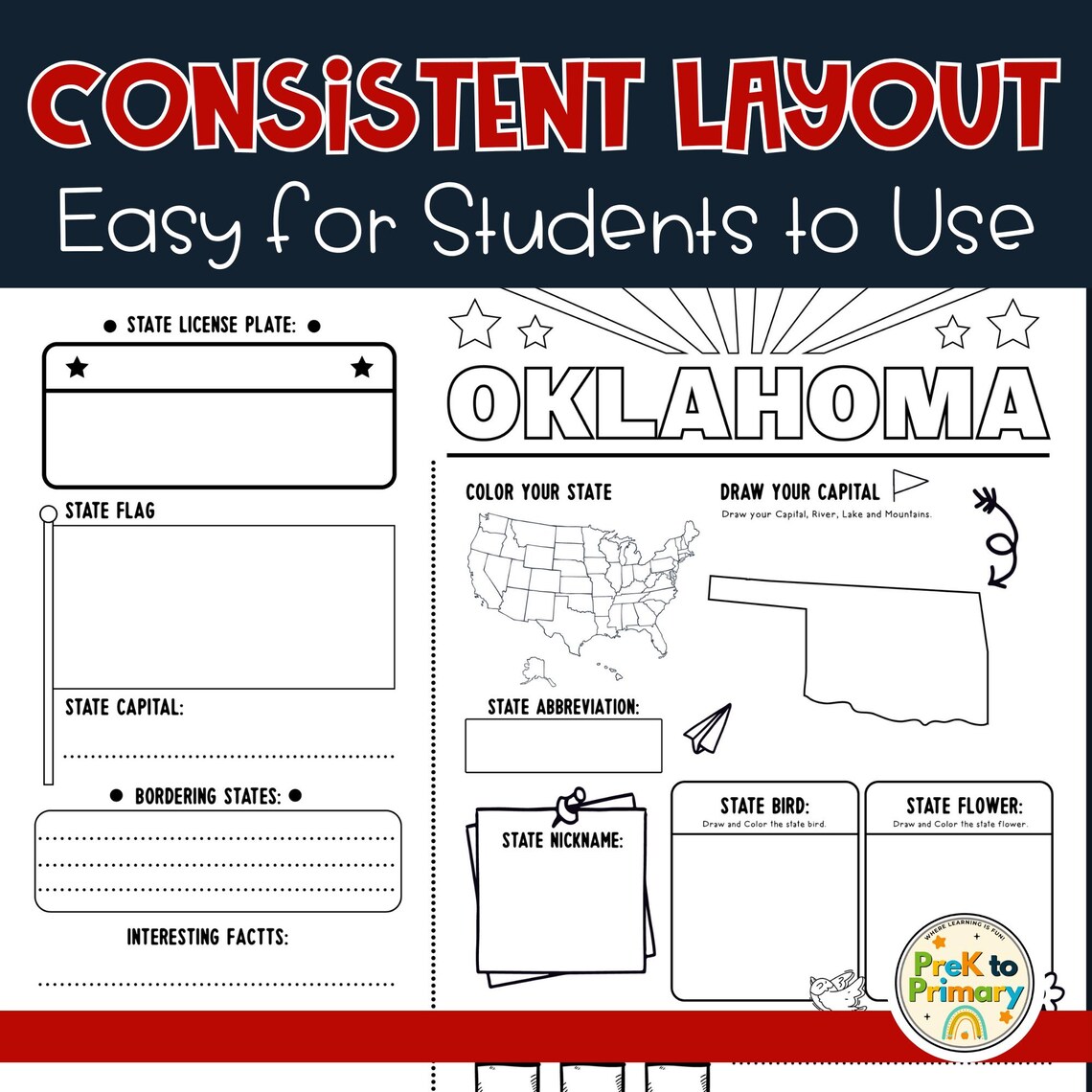 50 States Research Project | Homeschool | US Geography Worksheets ...