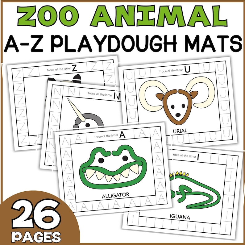 Zoo Alphabet Playdough Mats - Etsy