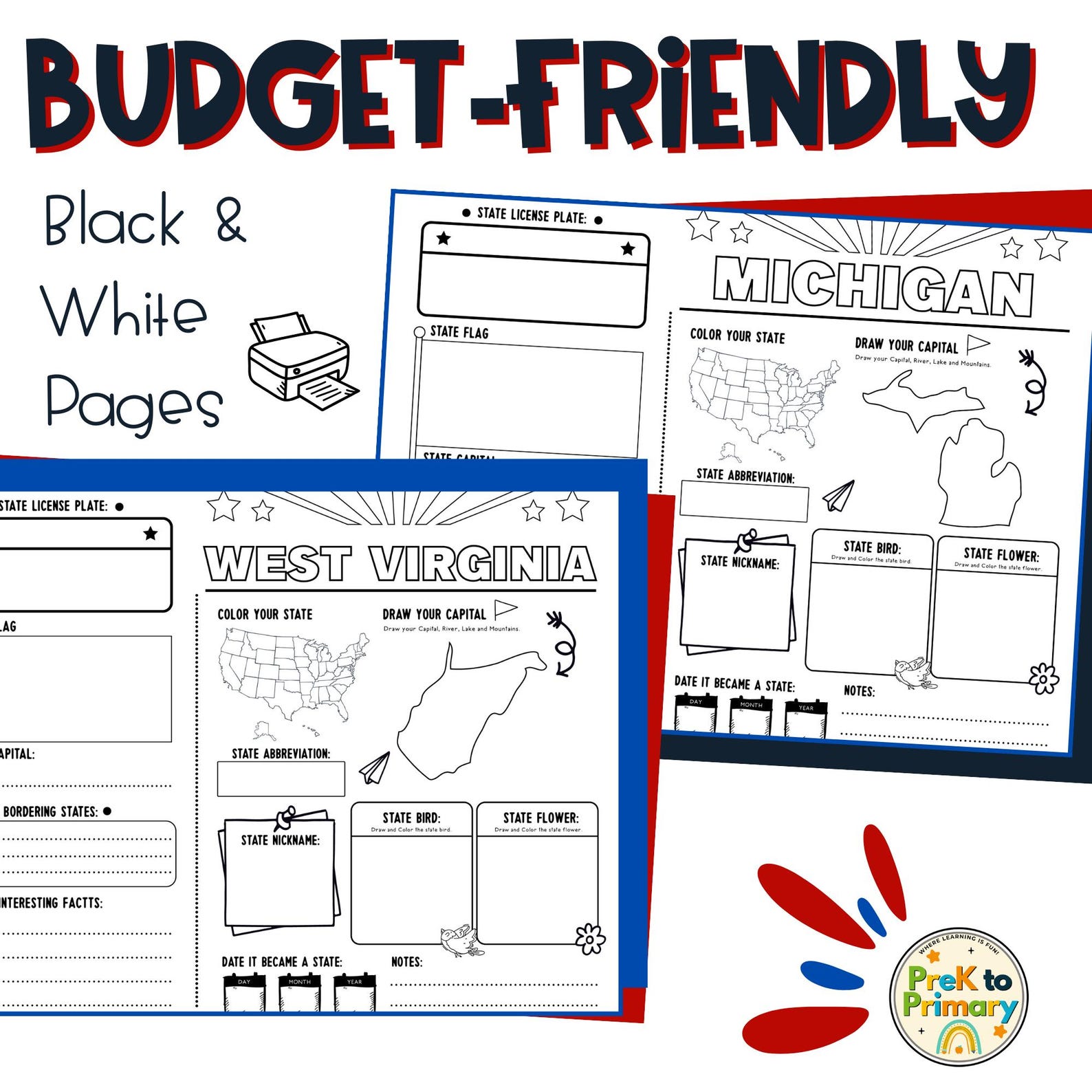 50 States Research Project | Homeschool | US Geography Worksheets ...