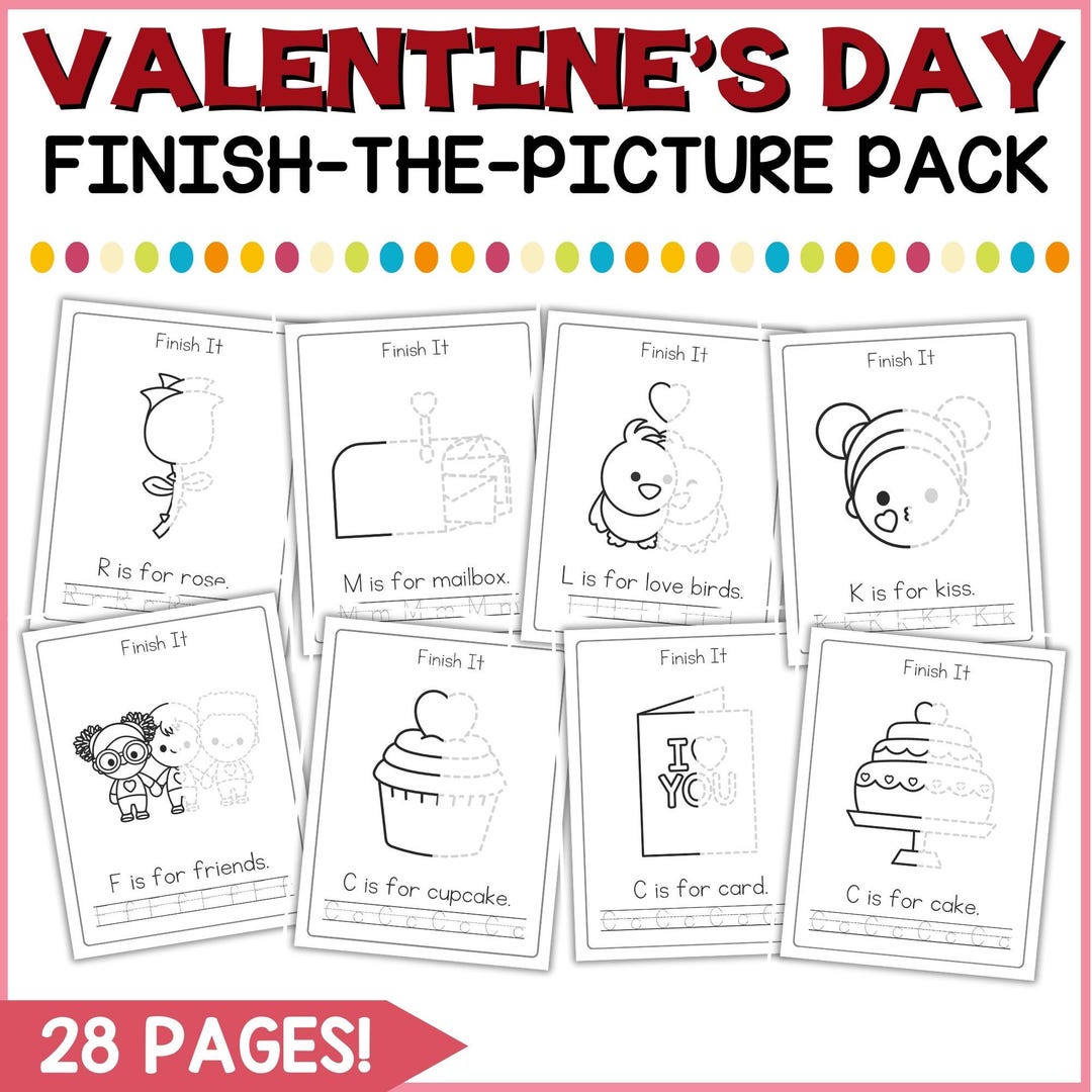 Valentine Finish-the-picture Printables - Etsy