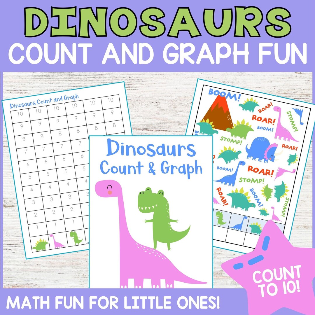 Dinosaur Count and Graph Worksheets | Preschool Math | Kindergarten ...