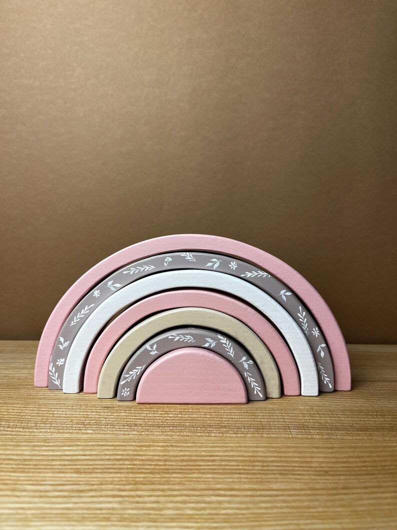 Wooden Pyramid Rainbow Toy Pyramid Rainbow Pyramid Rainbow for Children ...