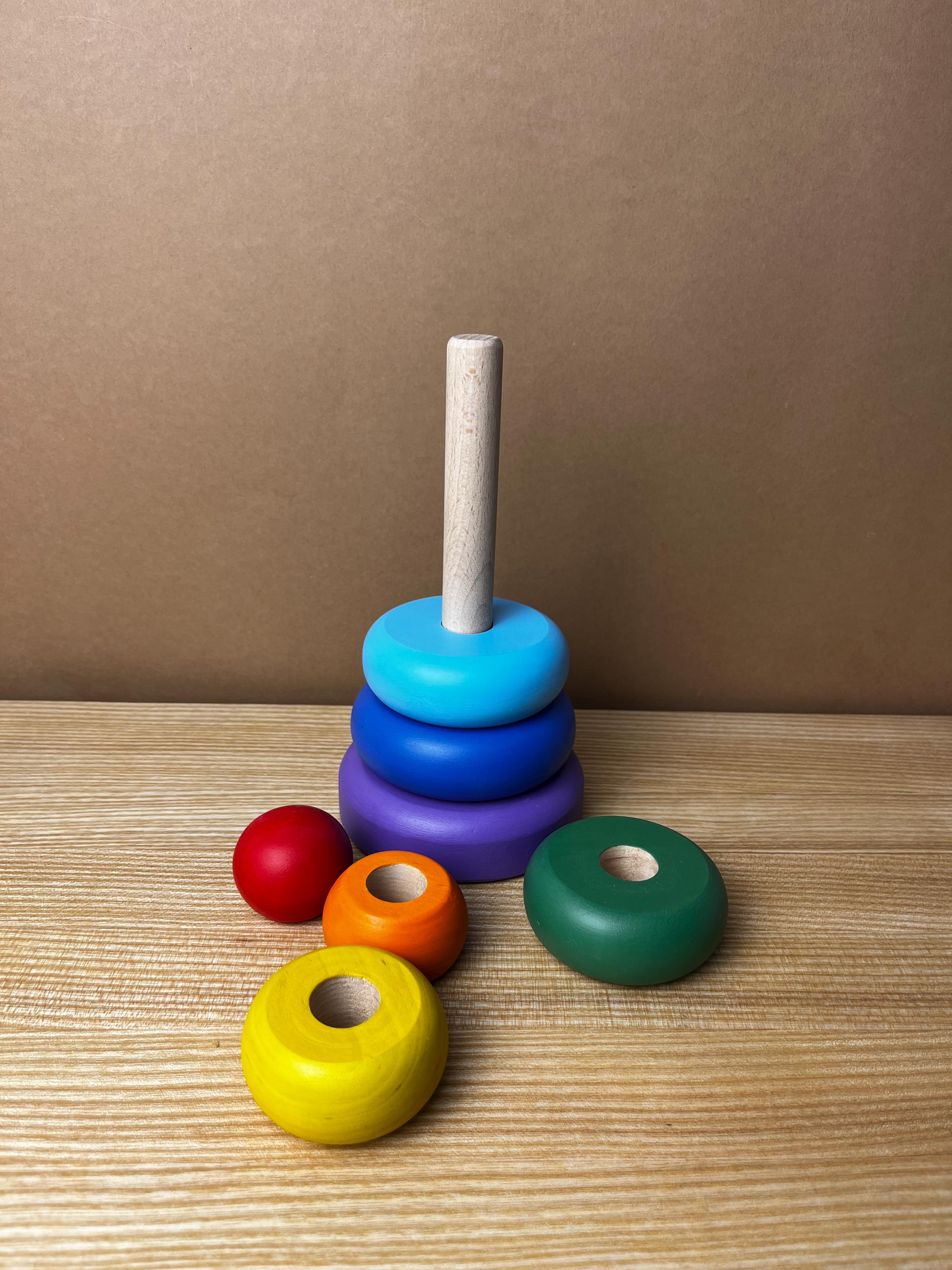 Big Wooden Pyramid Toy Pyramid Pyramid for Children Toy Montessori ...