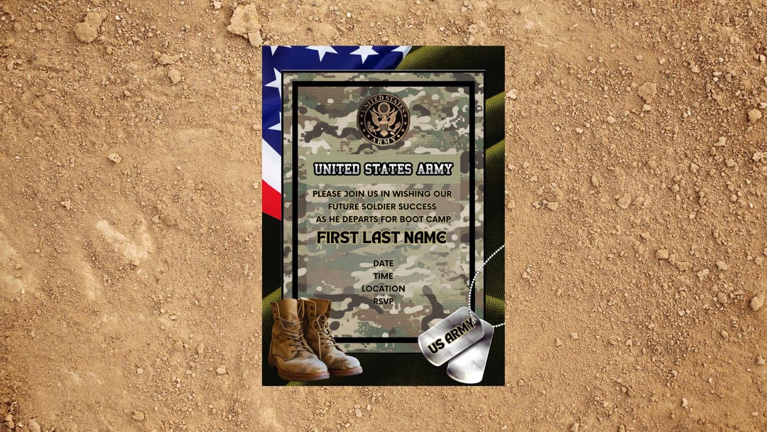 Army Boot Camp Send off Invitation – Patriotic Military Design (digital ...
