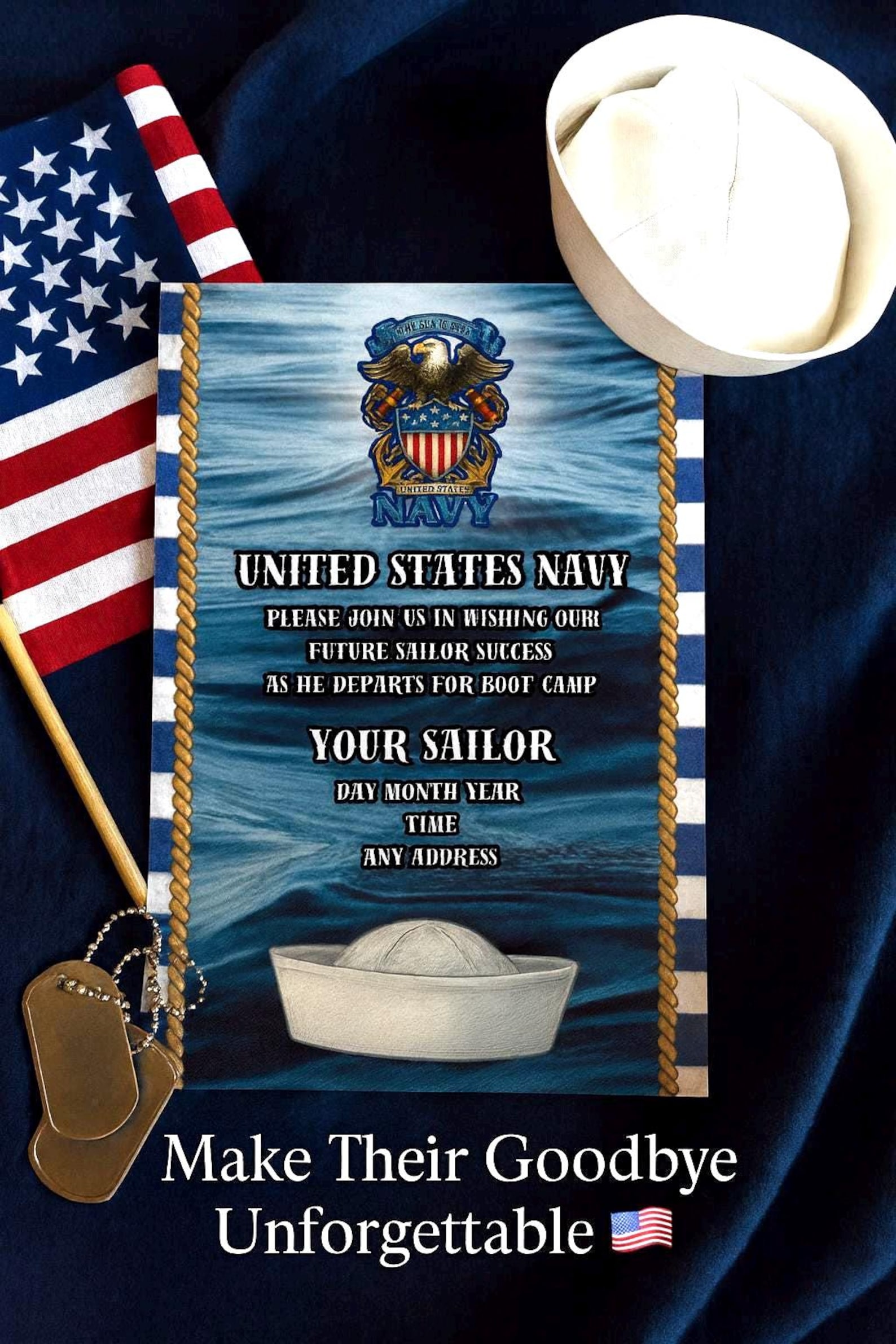 Navy Boot Camp Send-off Invitation: Sailor Theme (digital Download ...