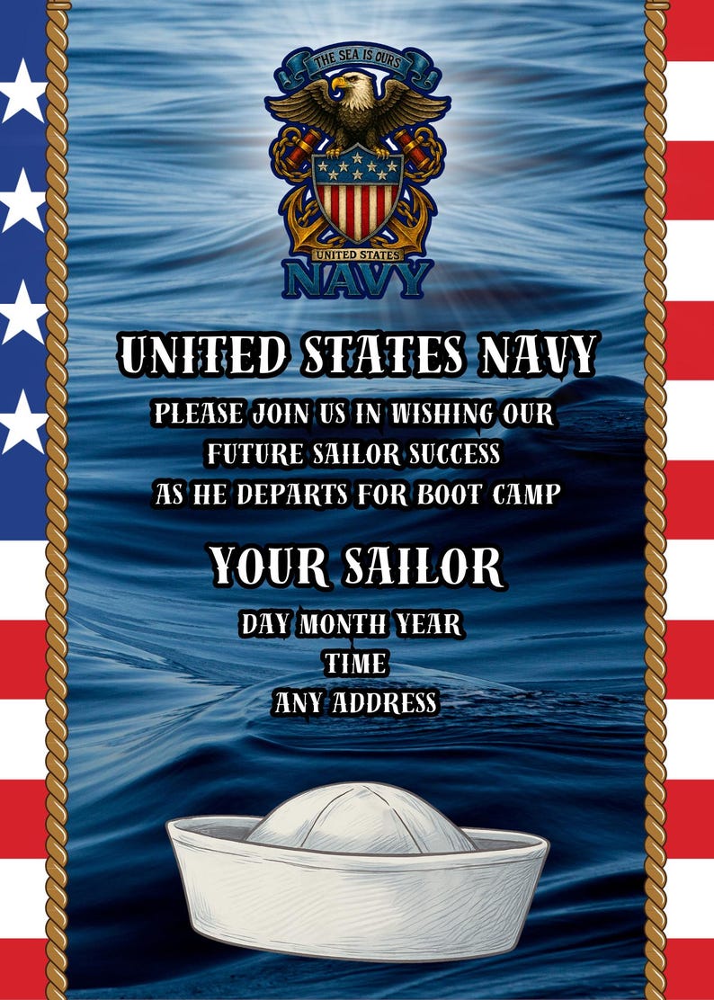 Navy Boot Camp Send-off Invitation: Sailor Theme (digital Download ...