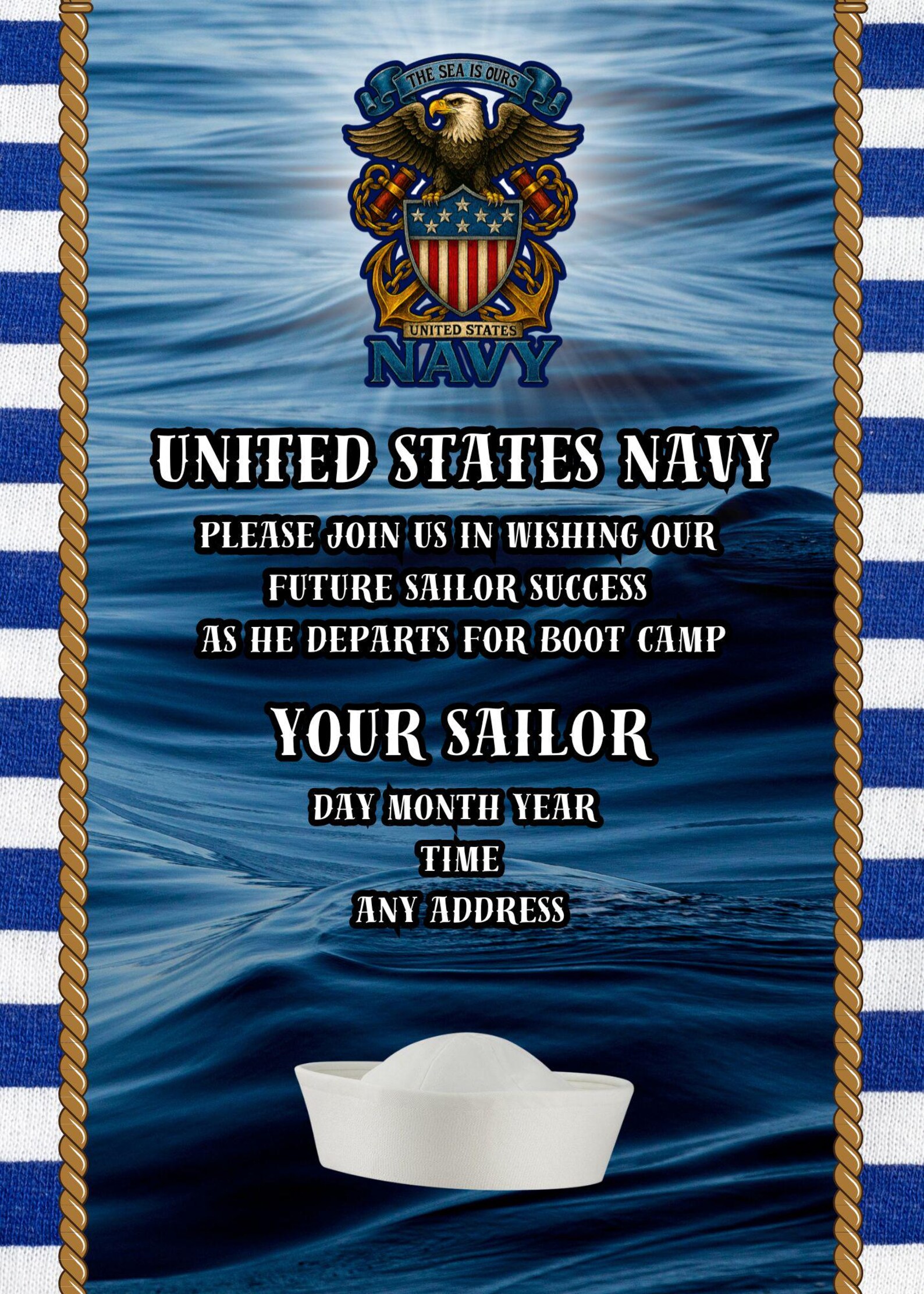 Navy Boot Camp Send-off Invitation: Sailor Theme (digital Download ...
