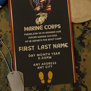 Marine Boot Camp Send-off Invitation – Editable USMC Yellow Footprints ...