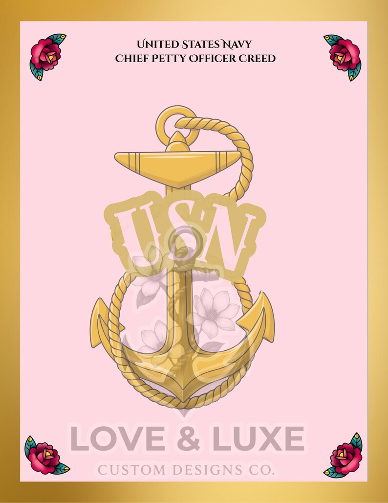 Navy Chief Petty Officer Creed: US Navy Digital Print (instant Download ...