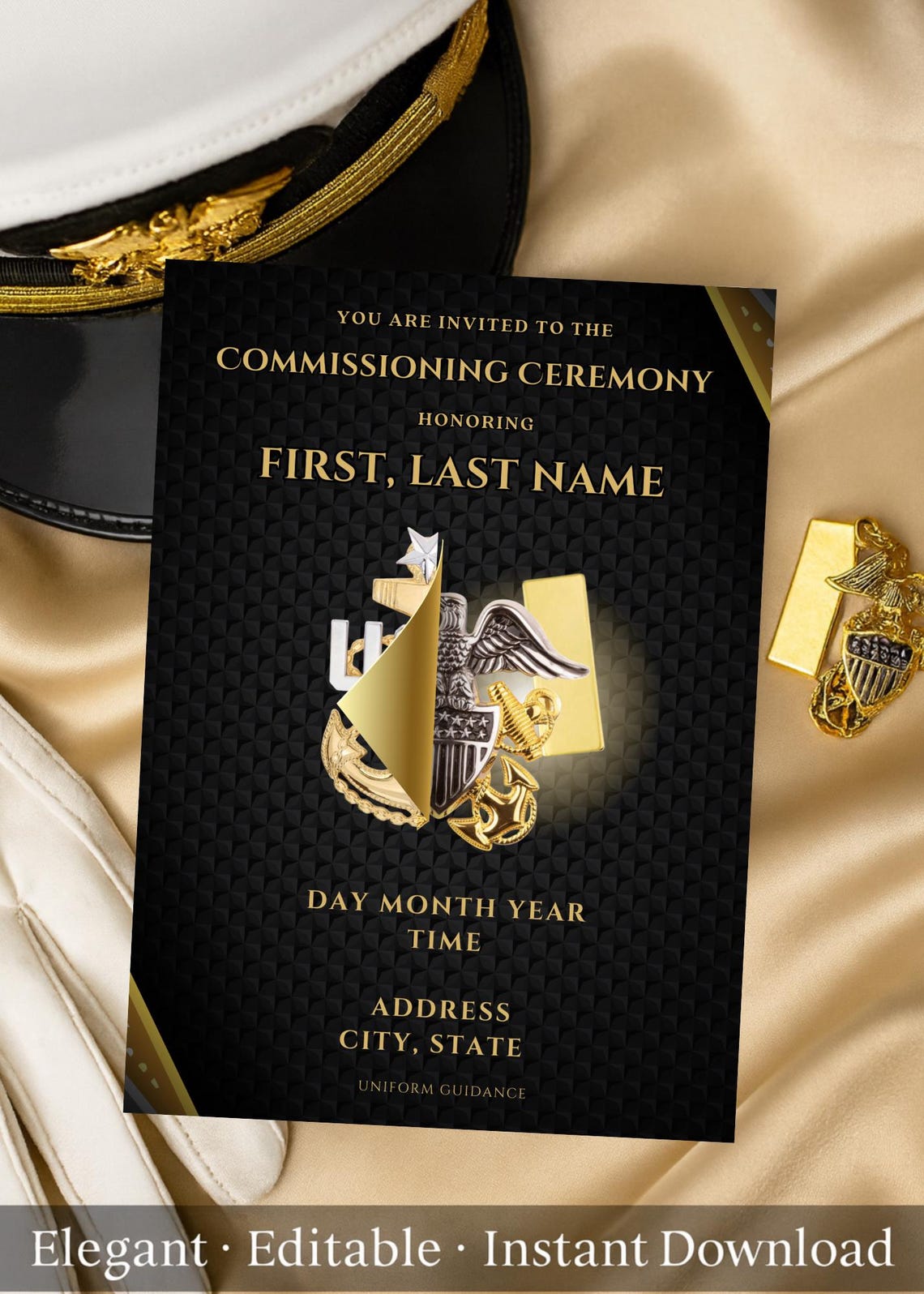 Navy Commissioning Invitation – Editable USN Ceremony Digital Invite ...