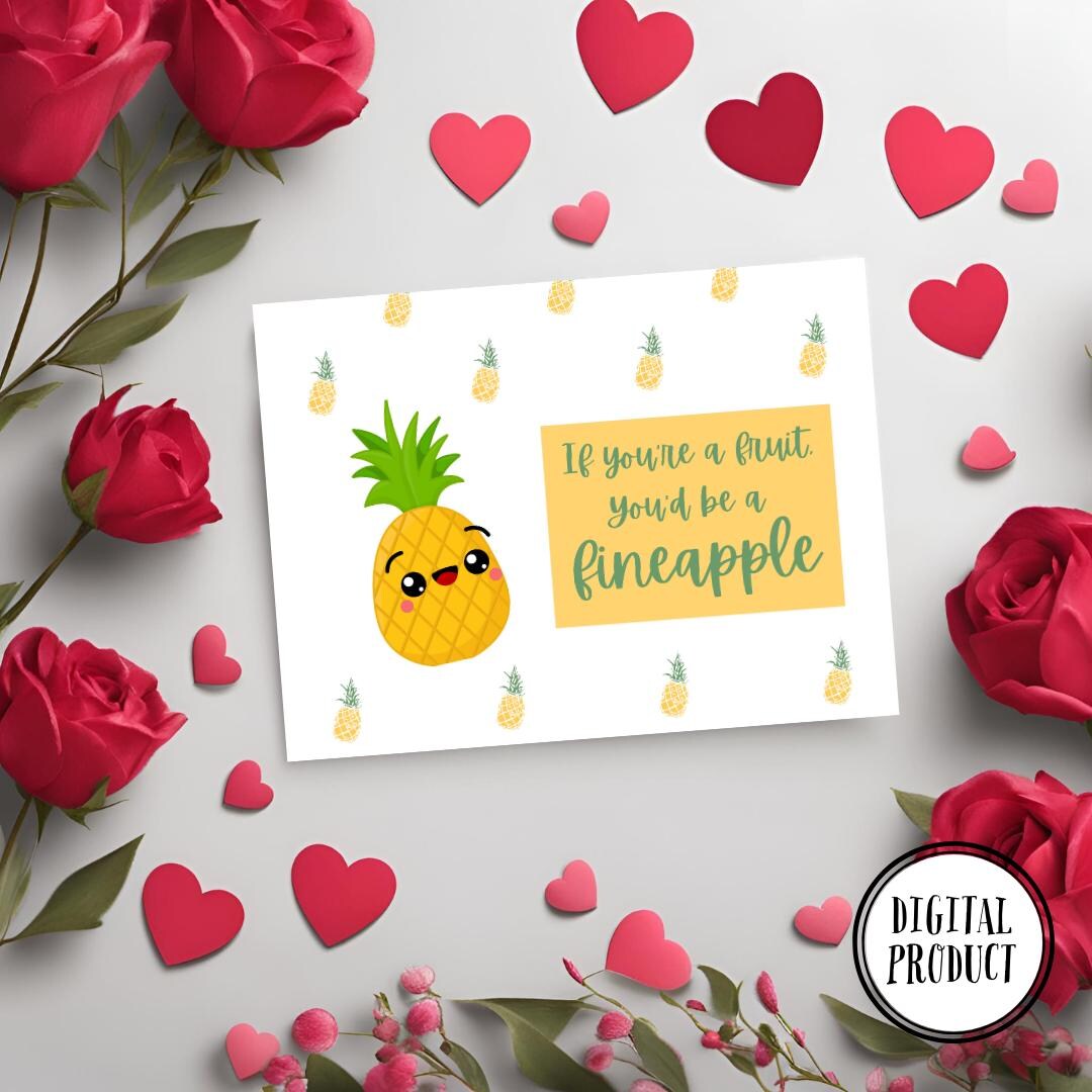 Punny Pineapple Valentine's Day Card | Anniversary Gift (digital ...