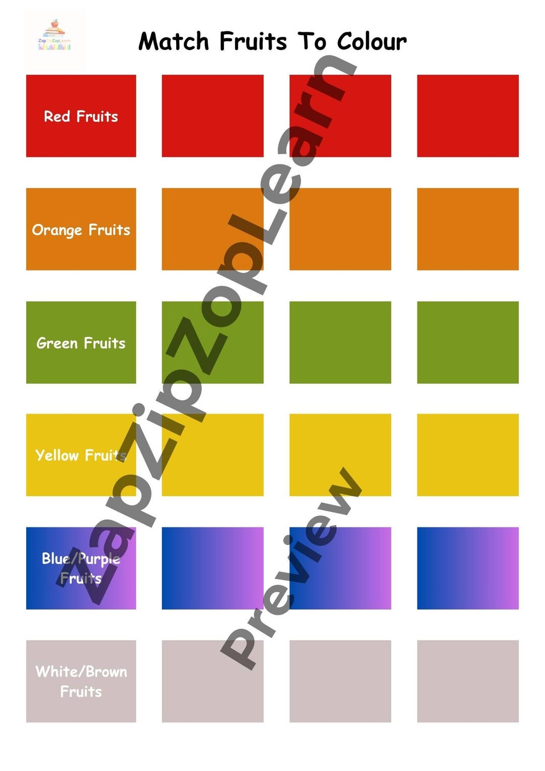 Interactive Fruit Matching Game for Kids: A4 Printable, Laminatable ...