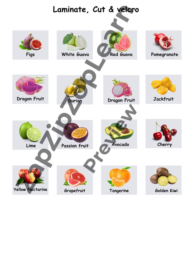 Interactive Fruit Matching Game for Kids: A4 Printable, Laminatable ...