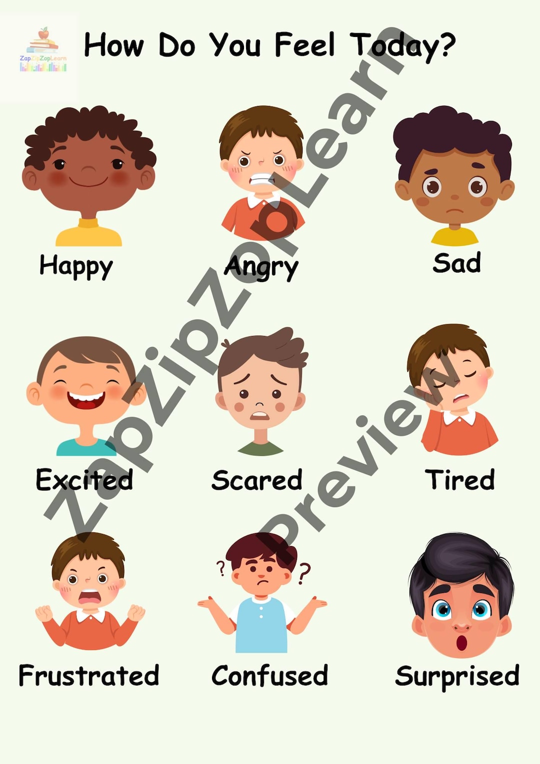Boy Version- How Do You Feel Today? Kids' Emotions Chart (printable) - Etsy