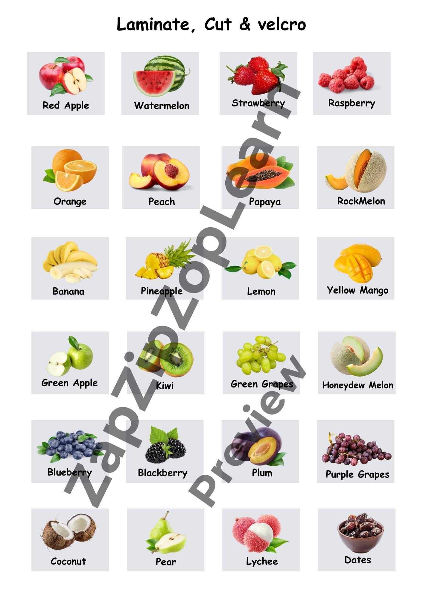 Interactive Fruit Matching Game for Kids: A4 Printable, Laminatable ...