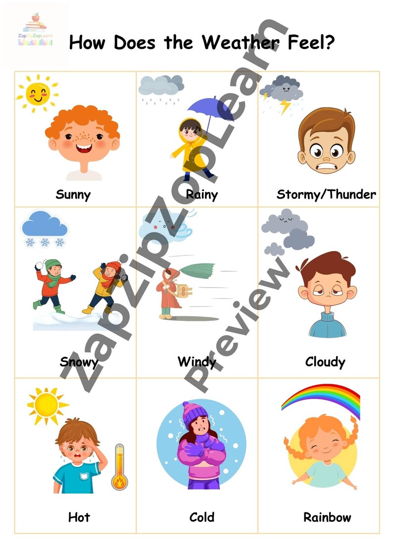 Weather & Emotions Chart | How Does the Weather Feel? | Printable for ...
