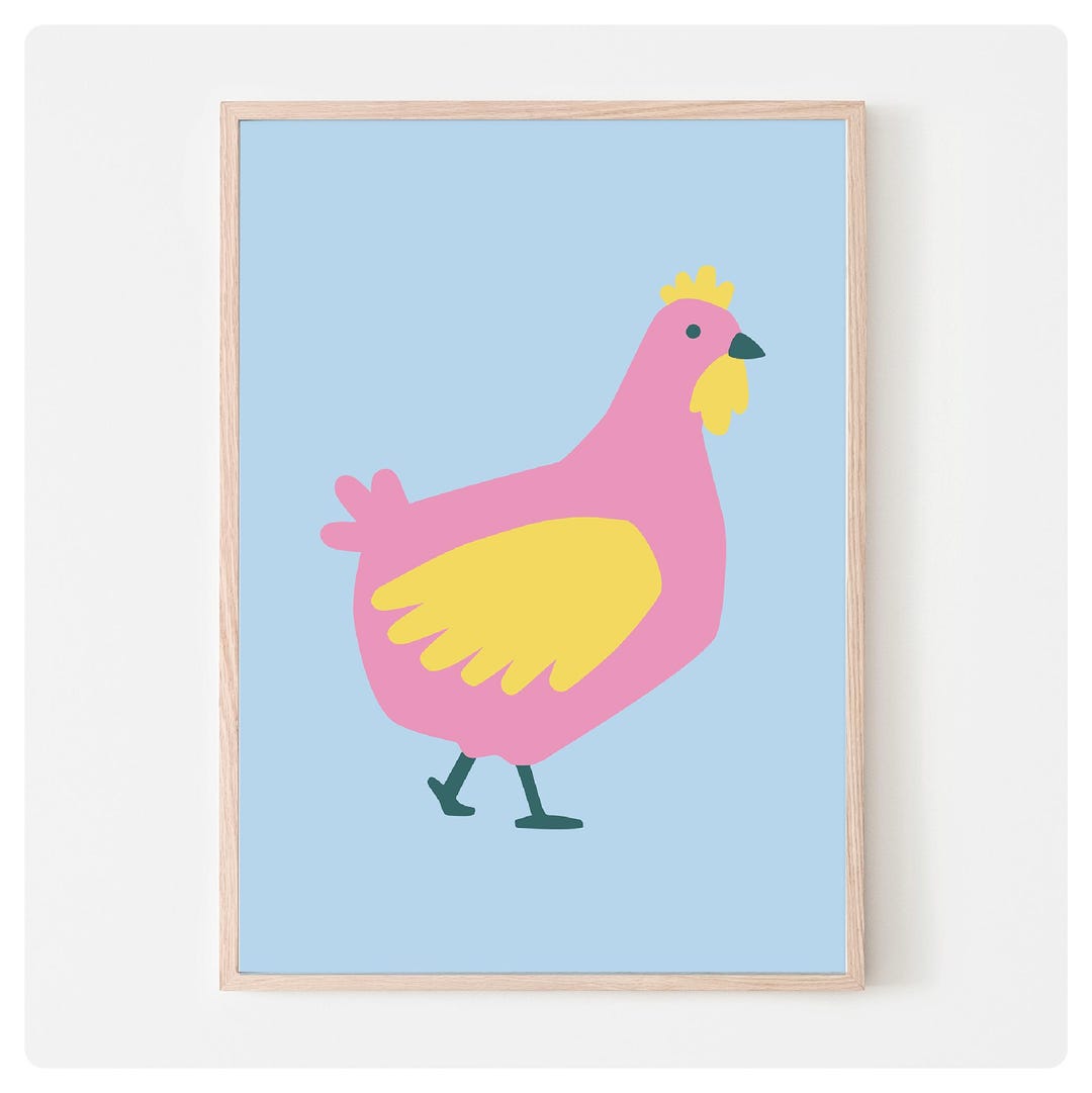 Chicken Print, Chicken Poster, Quack!, Wall Art, Playroom Art, Digital ...
