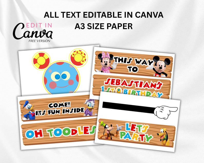 Editable Mickey Mouse Clubhouse Party Sign, Mouse Clubhouse Party Sign ...