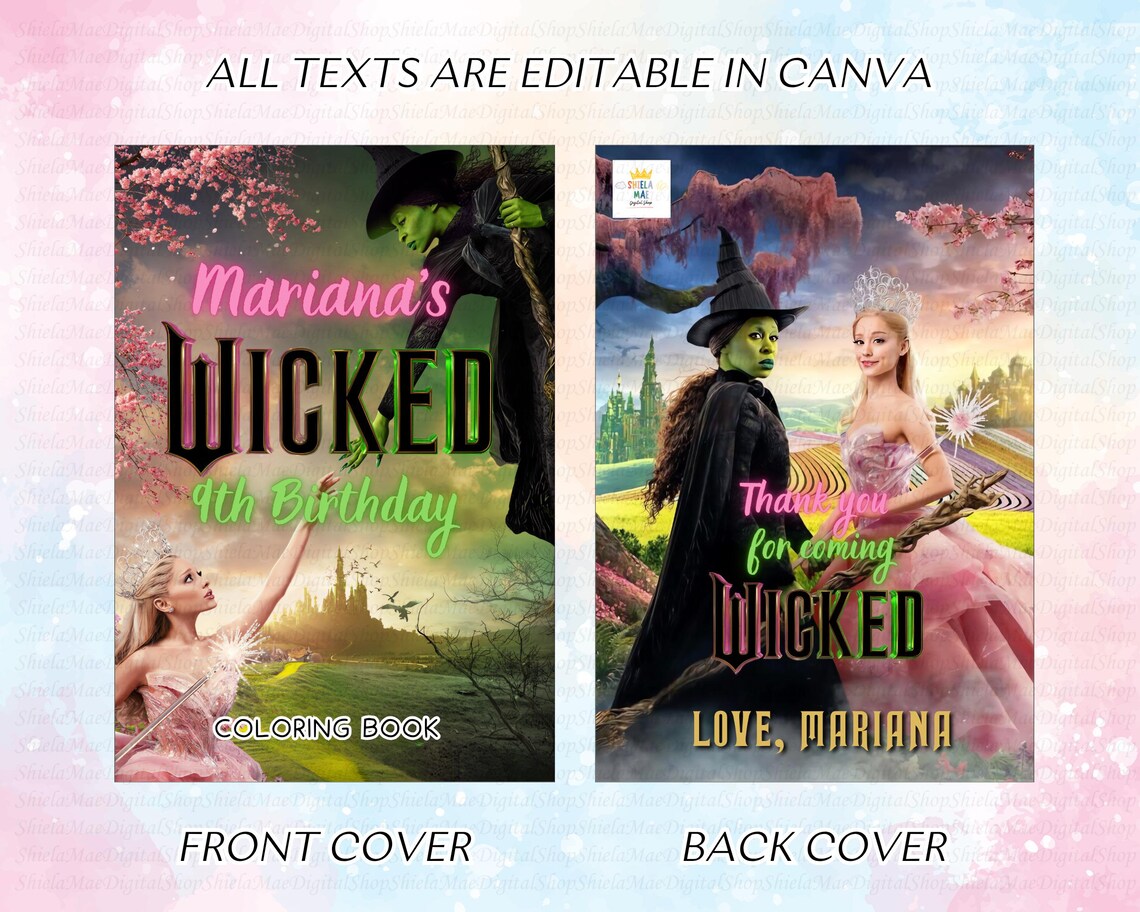 Wicked Mini Coloring Book, Wicked Party Favor, WICKED Coloring Page ...