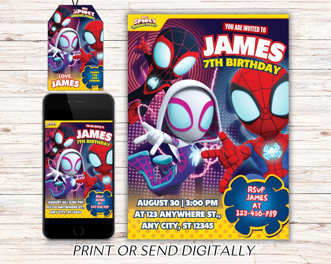Spidey Invitation Spidey and His Amazing Friends Birthday Invitation ...
