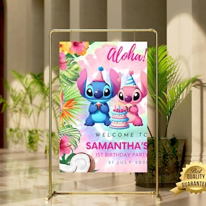 Stitch Birthday Welcome Sign, Printable Lilo and Stitch Poster, Kids ...
